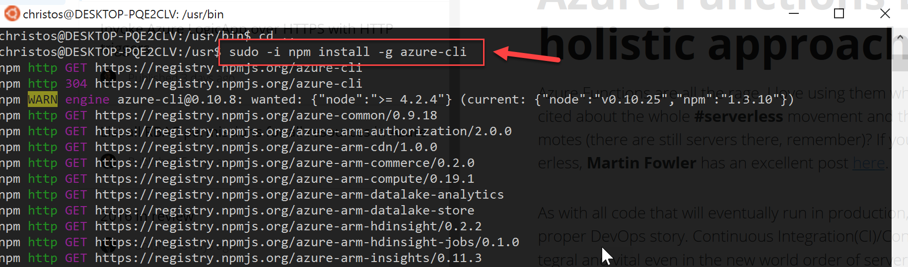 Install and run the Azure CLI on the Windows Subsystem for Linux (WSFL)
